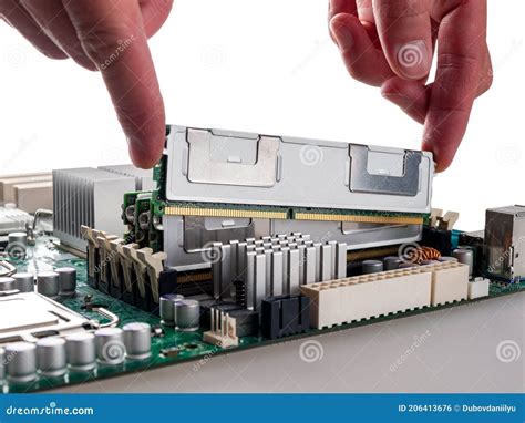 Installing Ram Modules In The Computer Motherboard Replacing And Repairing Computer Components