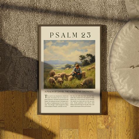 Psalm 23 Printable Wall Art The Lord Is My Shepherd Vintage Bible