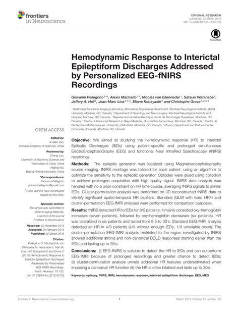 Pdf Hemodynamic Response To Interictal Epileptiform Discharges