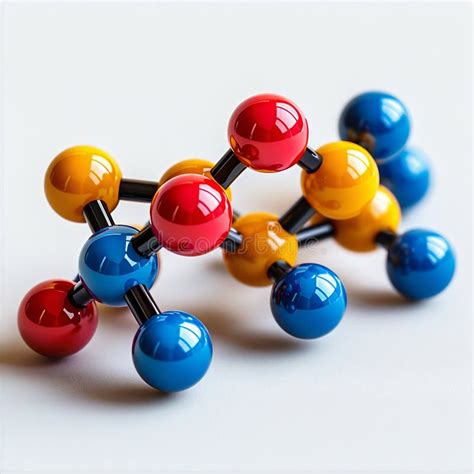 Colorful Molecular Structure Model On White Background Generative Ai Stock Illustration