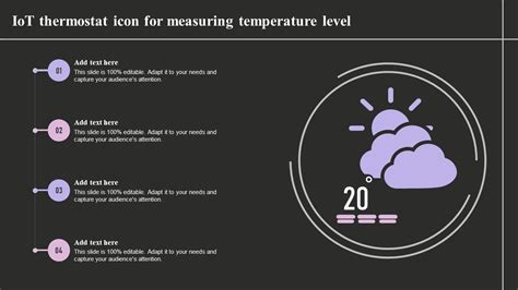 Iot Thermostat Icon For Measuring Temperature Level Ppt Powerpoint