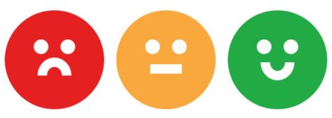 이모티콘 형태의 등급 척도 또는 통증 척도 빨간색에서 녹색 스마일리까지 플랫 아이콘 벡터 클립 아트는 흰색 배경에 분리되어 있습니다 3가지 개체에 대한 스톡 벡터 아트 및