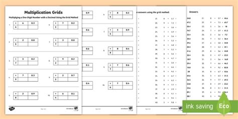 Multiplying Decimals Grid Method Worksheet Maths Resource Multiplying Decimals Grid Method Worksheet Maths Resource