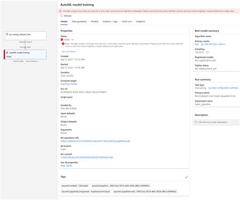 Basicpipeline Experiment Fails With Data Error · Issue 1 · Tomblomazureml Forecasting