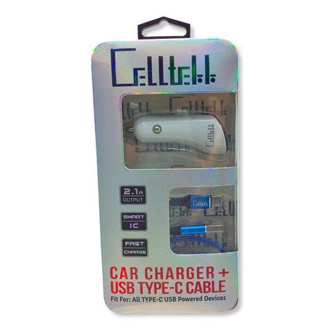 Celltekk In Car Charger C Type Cable