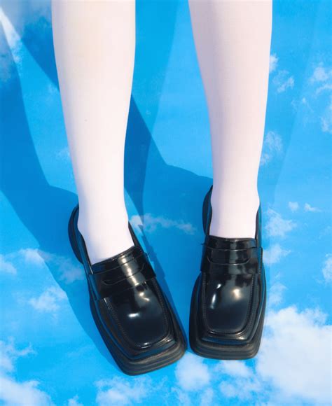 💖학원물st💖 고쿄센 유니크 스퀘어 통굽 로퍼 청키힐 학생 교복 스쿨룩 코스프레 지뢰계 펑크 Y2k 일본애니 에이블리