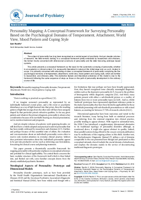 Pdf Personality Mapping A Conceptual Framework For Surveying Personality Based On The
