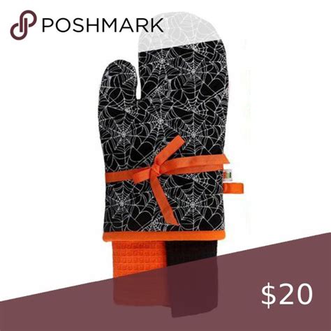 New Black White Spiderweb Oven Mitt And Dish Towel Set Halloween Horror Potholder Dish Towel Set