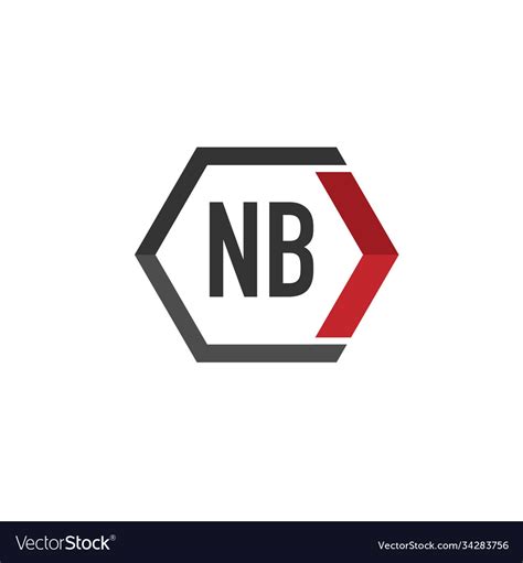 Initial Letter Nb Linked Hexagon Monogram Logo Vector Image