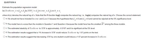 Solved Estimate The Population Regression Model Ln