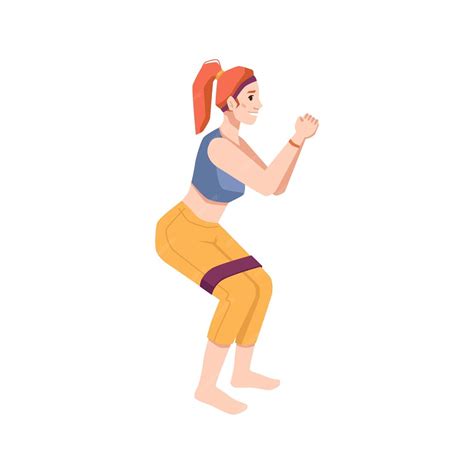 Premium Vector Woman Doing Squats With Rubber Resistance Bands