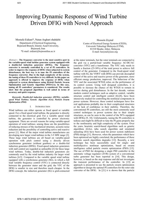 Pdf Improving Dynamic Response Of Wind Turbine Driven Dfig With Novel Approach