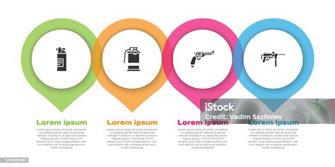 세트 무기 오일 병 손 연기 수류탄 리볼버 총과 기관단 M3 비즈니스 인포그래픽 템플릿입니다 벡터 강철에 대한 스톡 벡터 아트