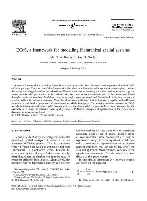 pdf ecos a framework for modelling hierarchical spatial systems
