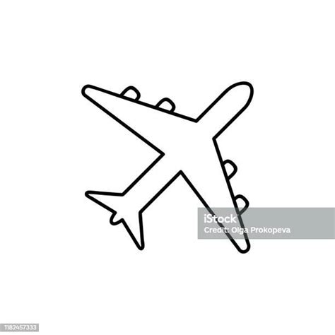 웹 및 모바일 현대 미니멀 한 평면 디자인에 대한 비행기 라인 아이콘 흰색 배경에 격리 된 벡터 검은 색 아이콘입니다 검은색에 대한 스톡 벡터 아트 및 기타 이미지 Istock