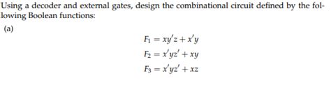Solved Using A Decoder And External Gates Design The