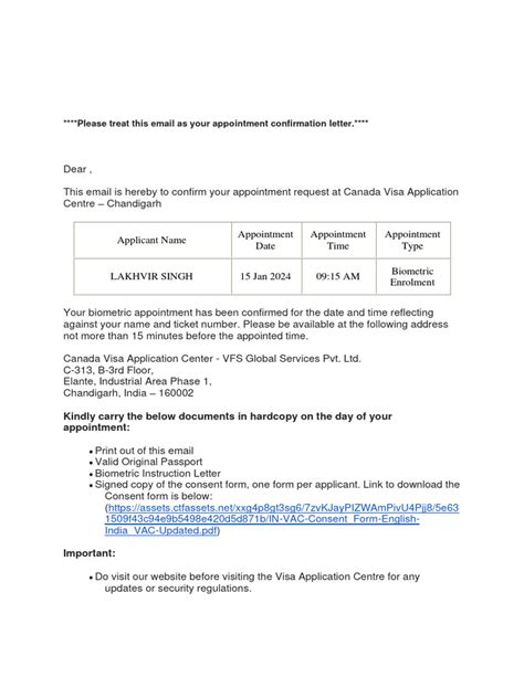Biometric Confirmation Letter Pdf