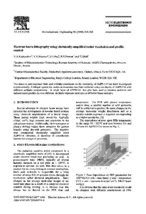 Pdf Electron Beam Lithography Using Chemically Amplified Resist