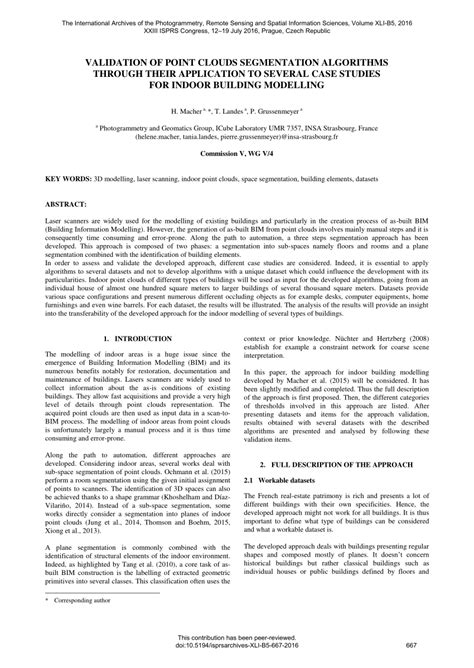 Pdf Validation Of Point Clouds Segmentation Algorithms Through Their Application To Several