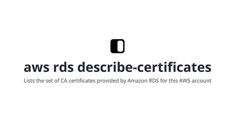Aws Rds Describe Certificates Fig