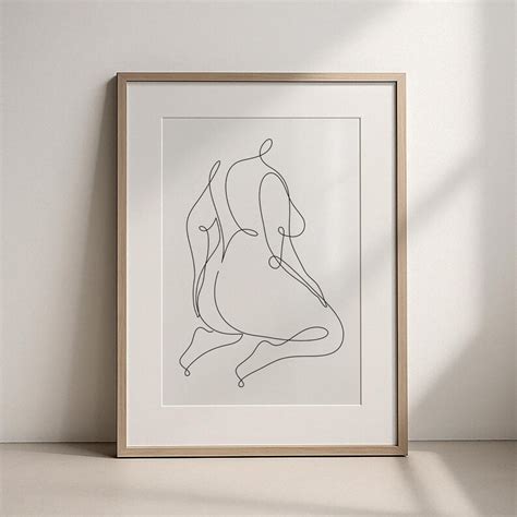 Curvy Woman Art Print Nude Figure One Line Drawing Feminine Sketch