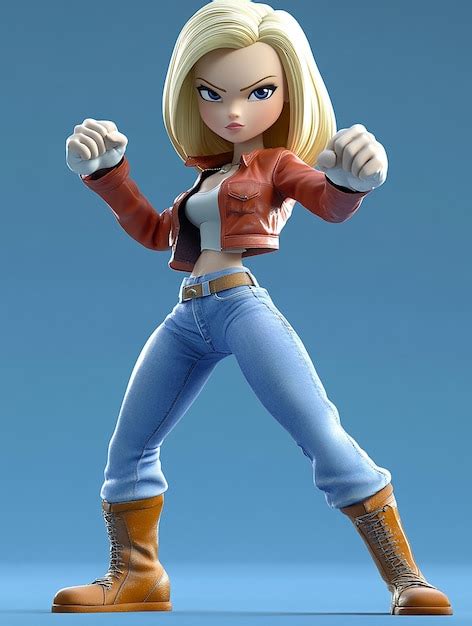 3d Cartoon Character Android 18 Blonde Hair Premium Ai Generated Image