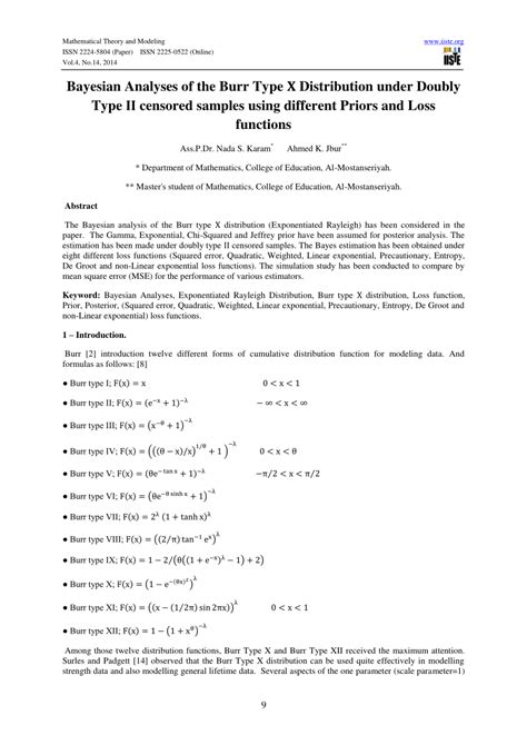 Pdf Bayesian Analyses Of The Burr Type í µíº¾ Distribution Under