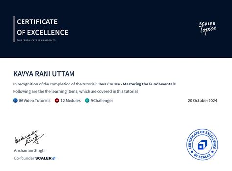 Kavya Rani Uttam On Linkedin I Have Completed Java Course Mastering