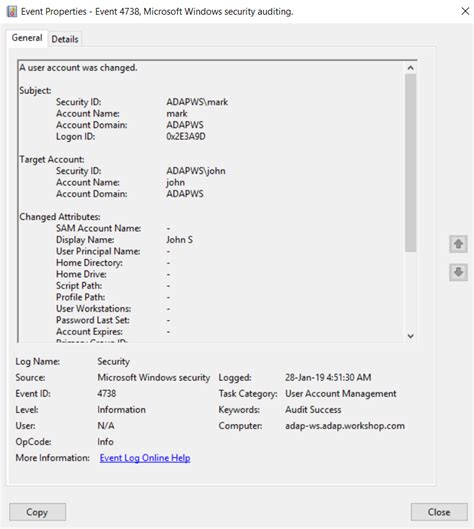 Windows Event ID 4738 A User Account Was Changed ADAudit Plus