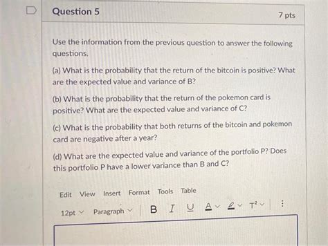 Solved D Question Pts Use The Information From The Chegg Com