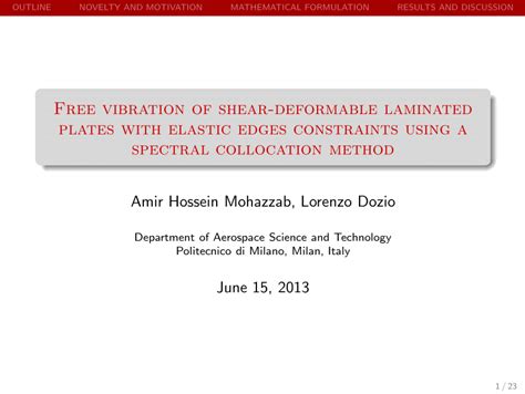 Pdf Free Vibration Of Shear‐deformable Laminated Plates With Elastic Edges Constraints Using