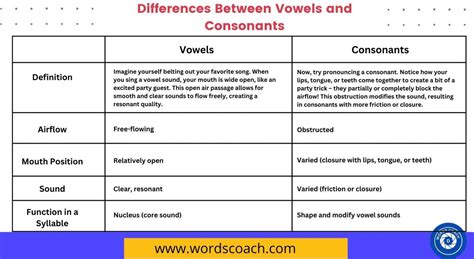 Differences Between Vowels And Consonants Word Coach