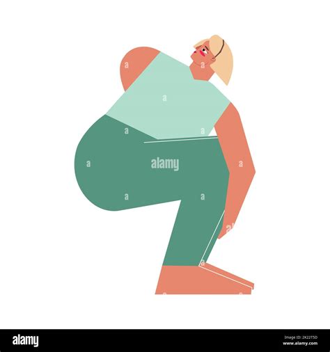 Vector Isolated Illustration With Flat Female Character Sportive Woman Learns Binding Posture