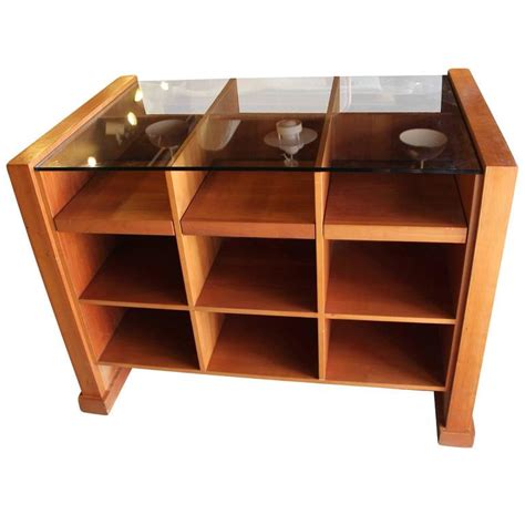 Modern Wooden Display Case Or Shelving Unit With Glass Top From Saks At 1stdibs