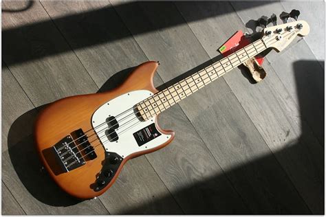 Fender American Performer Mustang Short Scale Bass Honey Reverb