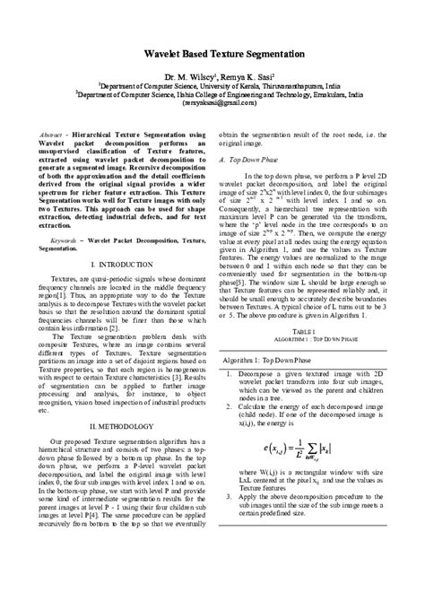 pdf wavelet based texture segmentation