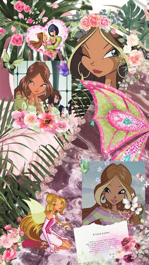 Winx Club Wallpaper Wings Flora 2 Cartoon Wallpaper Disney Collage