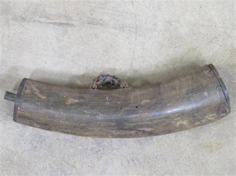 Antique Black Powder Horn For Muzzle Loader Horn Is Scrimshawed