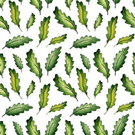 Premium Photo Watercolor Oak Leaf Pattern