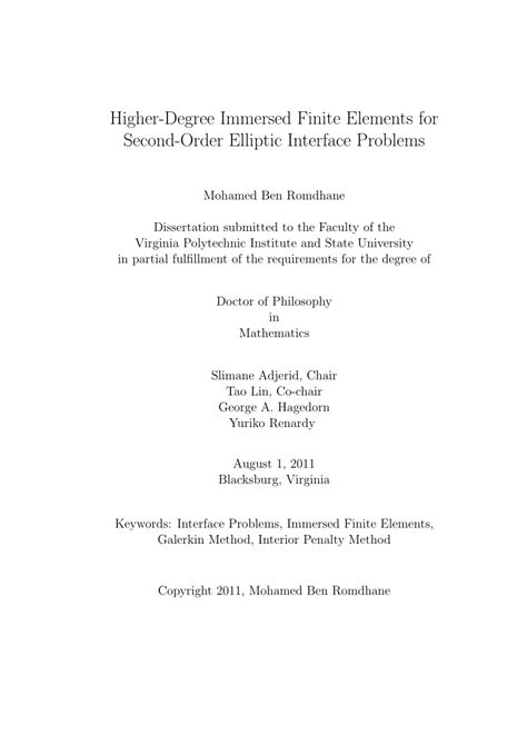 Pdf Higher Degree Immersed Finite Elements For Second Order Elliptic Interface Problems