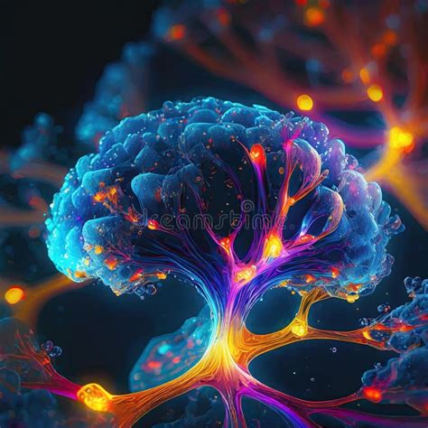 Microscopic View Of The Synapses Brain Connections Neurons And