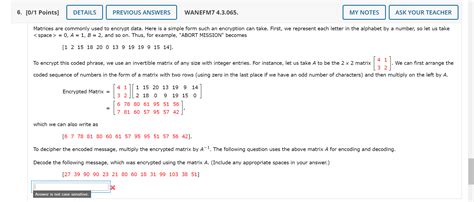 Matrices Are Commonly Used To Encrypt Data Here Is A