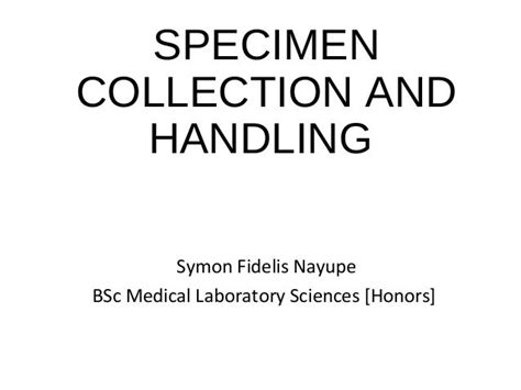 Specimen Collection And Handling