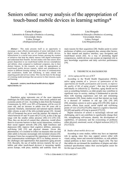 Pdf Seniors Online Survey Analysis Of The Appropriation Of Touch