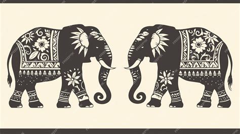 Premium Vector Elephant Designs On Textiles In Forest Backgrounds