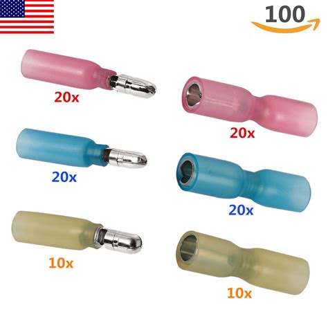 Pcs Heat Shrink Bullet Female Male Wire Electrical Connector Crimp Terminal EBay