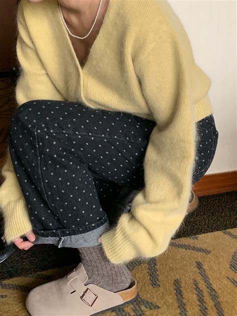 람비 Made♥기모버전추가 리얼 도트 데님 흑청 팬츠 세미와이드팬츠