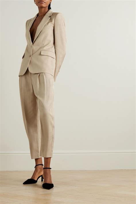 Stella Mccartney Pleated Woven Tapered Pants In 2024 Blazer Designs