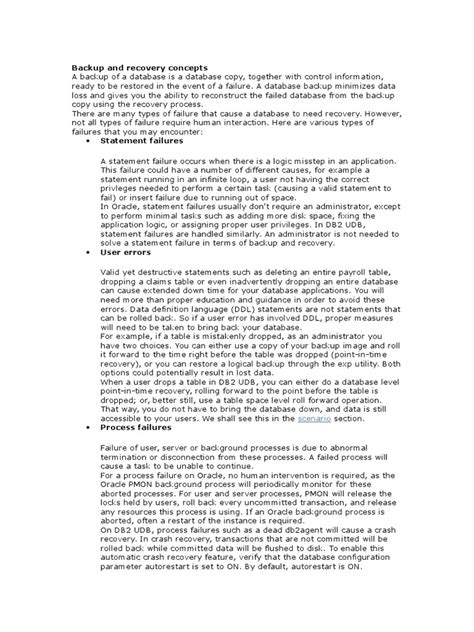 backup and recovery concepts pdf oracle database databases