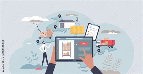 Inventory Management With Modern Warehouse Software Tiny Person Concept Digital App For Stock